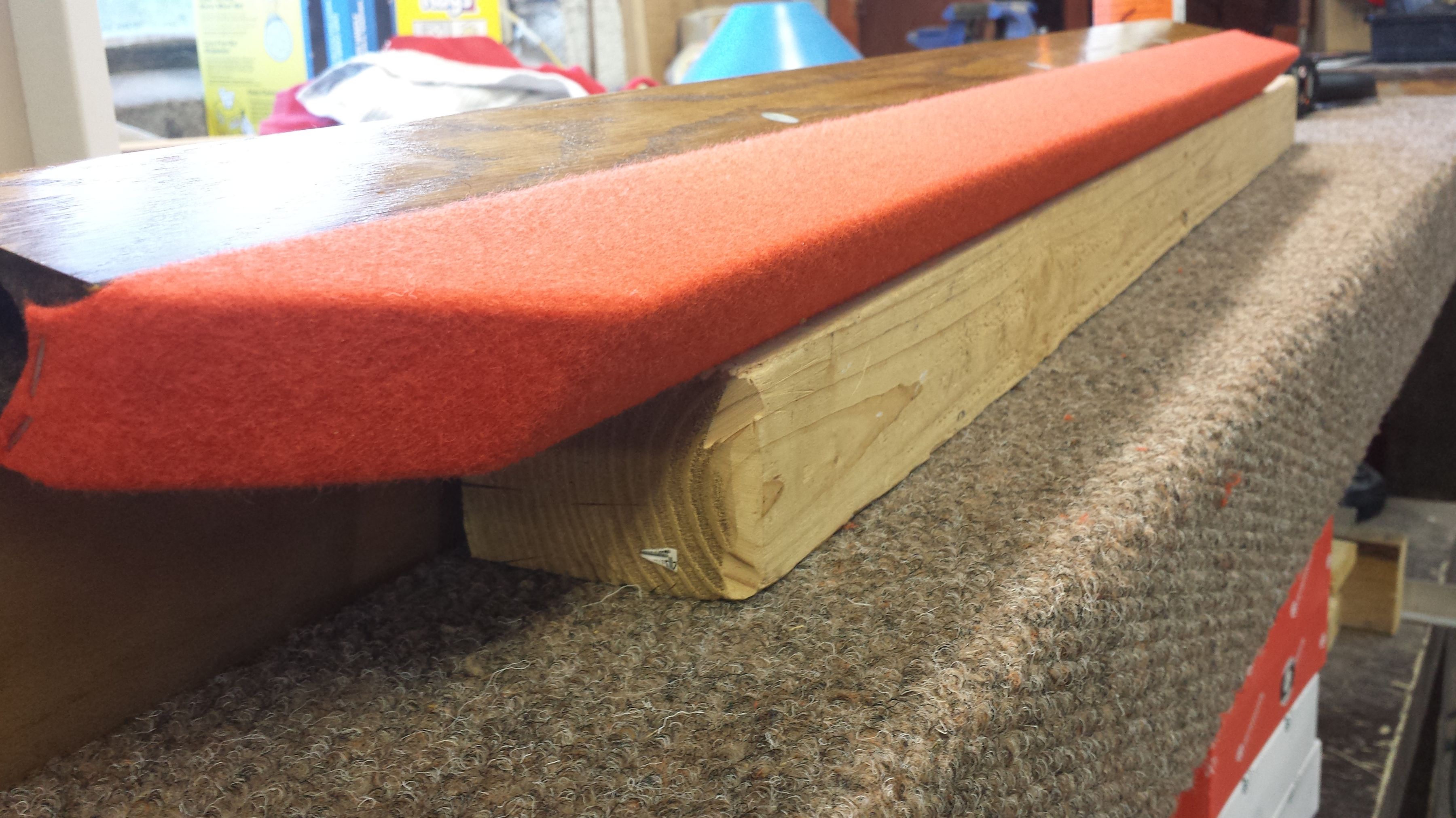 Denver Broncos pool table cloth on an 8 foot Brunswick pool table.